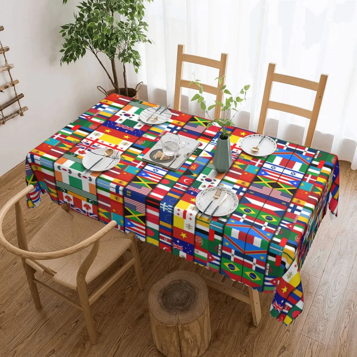 60-Flags-Of-The-Countries-Of-The-World-Tablecloth-Rectangular-Oilproof ...
