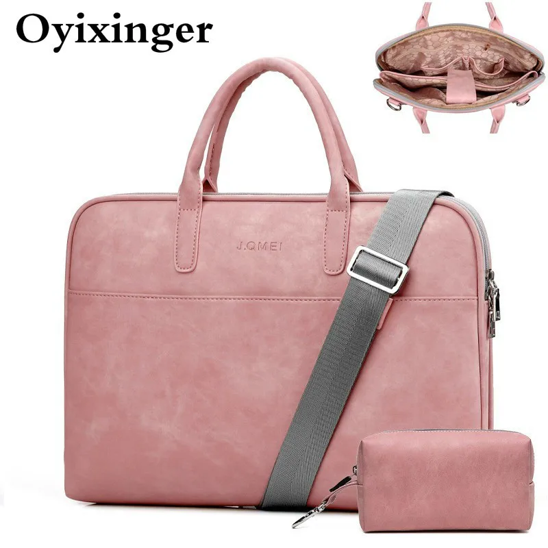 High-Quality-Woman-Pink-Leather-13-14-15-Inch-Laptop-Bags-For-Luxury ...