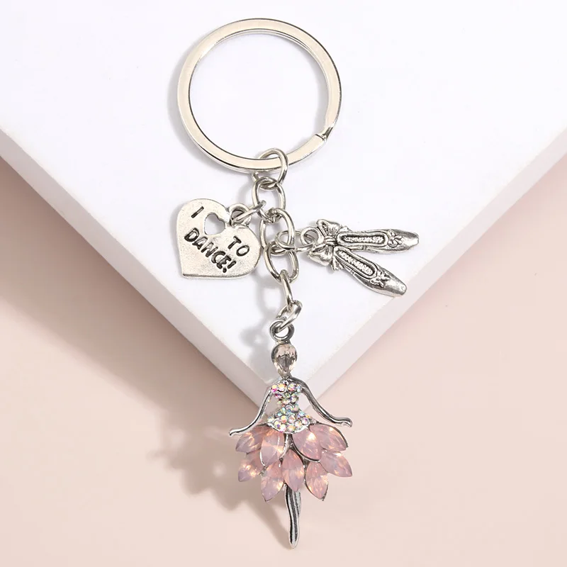 Metal Keychain I Love Dance Ballet Shoe Ballerina Key Ring Dancer Key ...