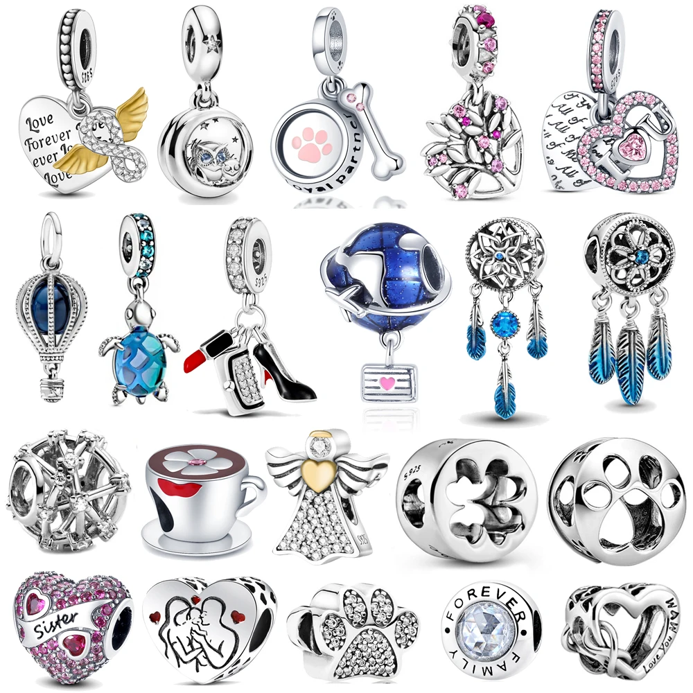 925 Sterling Silver Round Charm Fit Original Pandora Charm Bead Forever ...