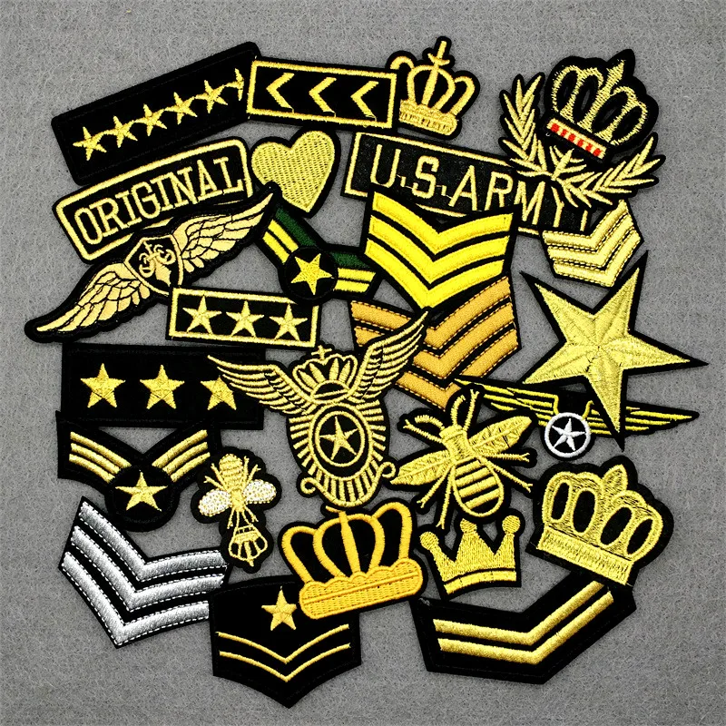 25pcs/lot Crown Army Embroidery Patches on Clothes Stickers DIY Iron-on ...