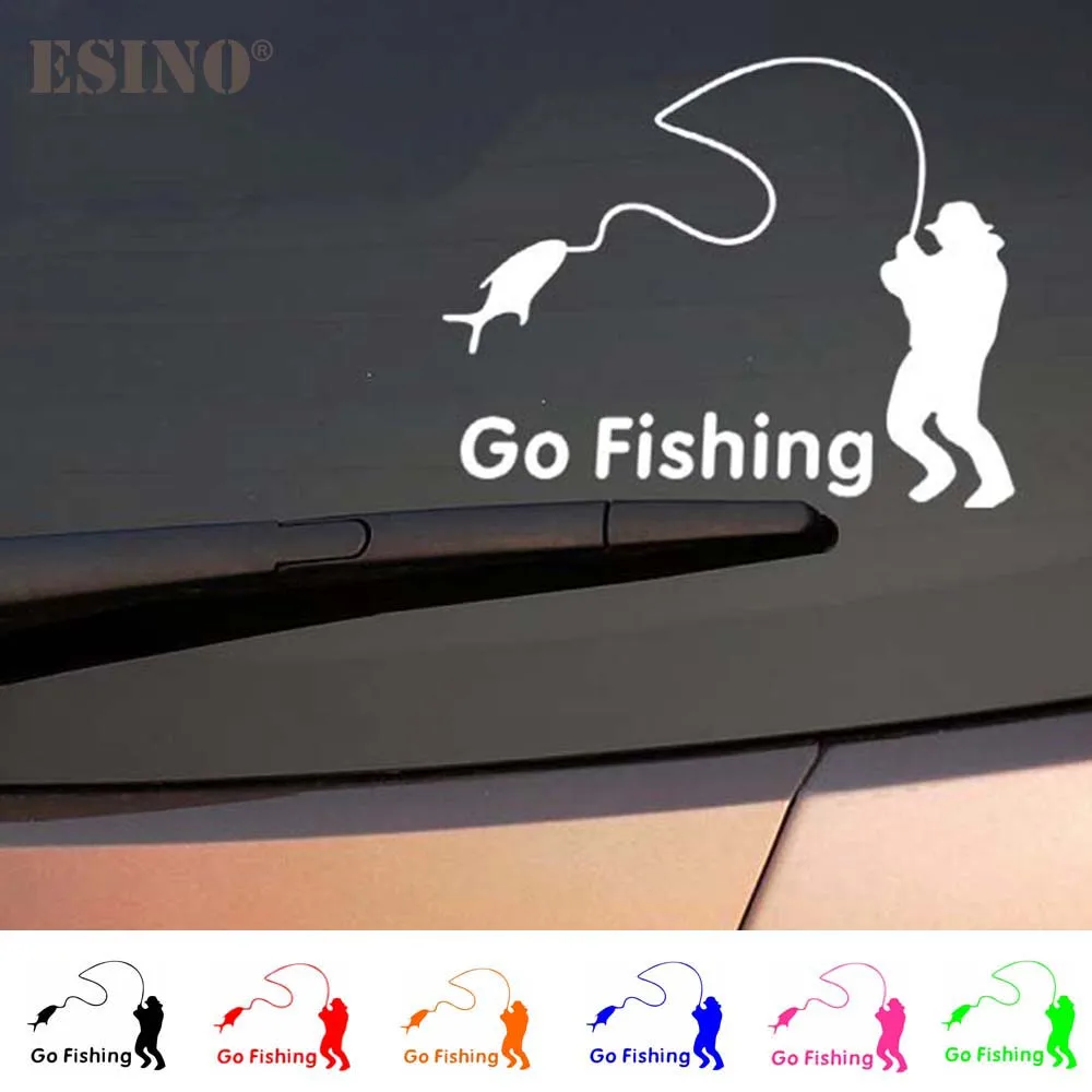 Funny Creative Car Sticker Fisherman Go Fishing Car Sticker Decorative ...