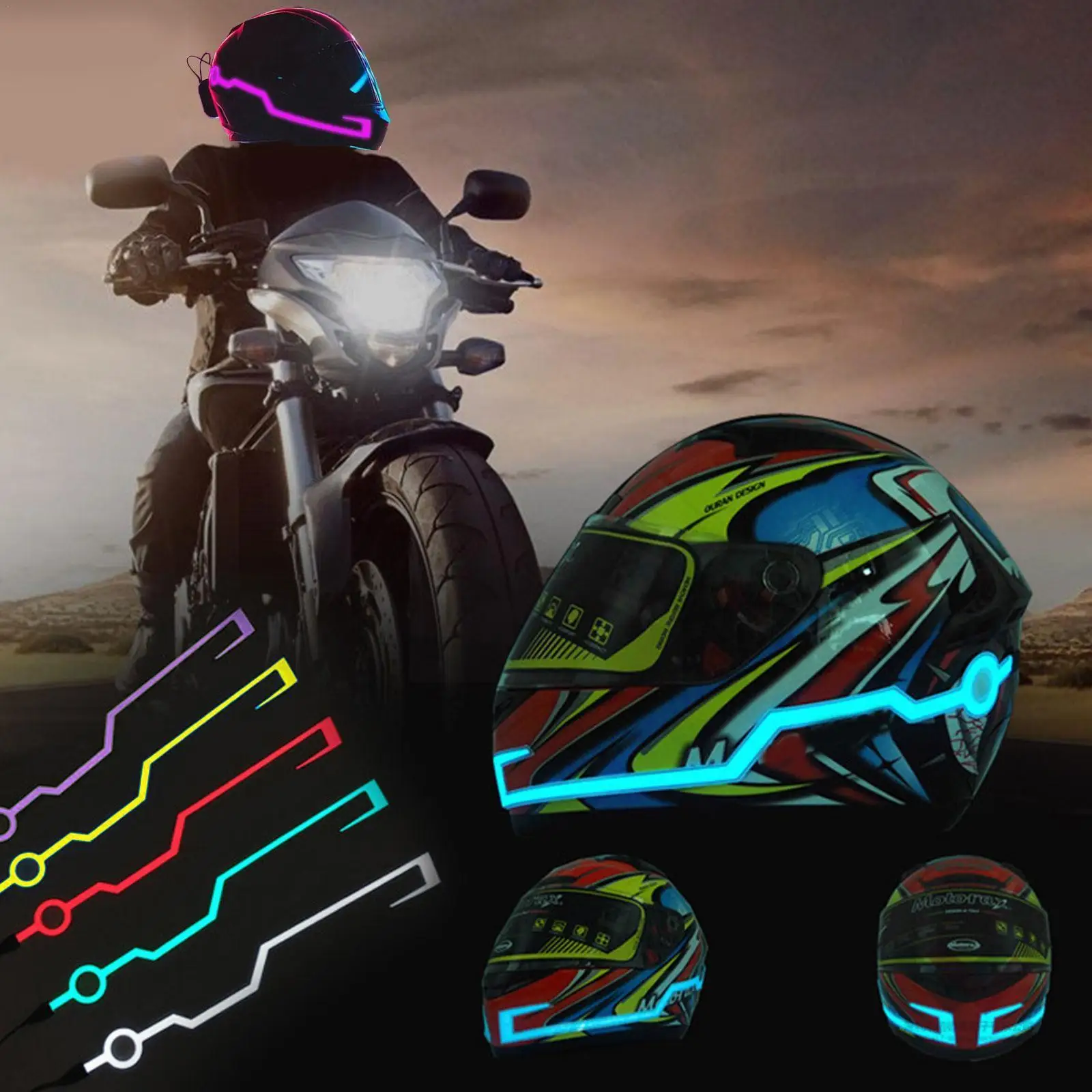 High brightness lighting motorcycle helmet illuminated decorative strip