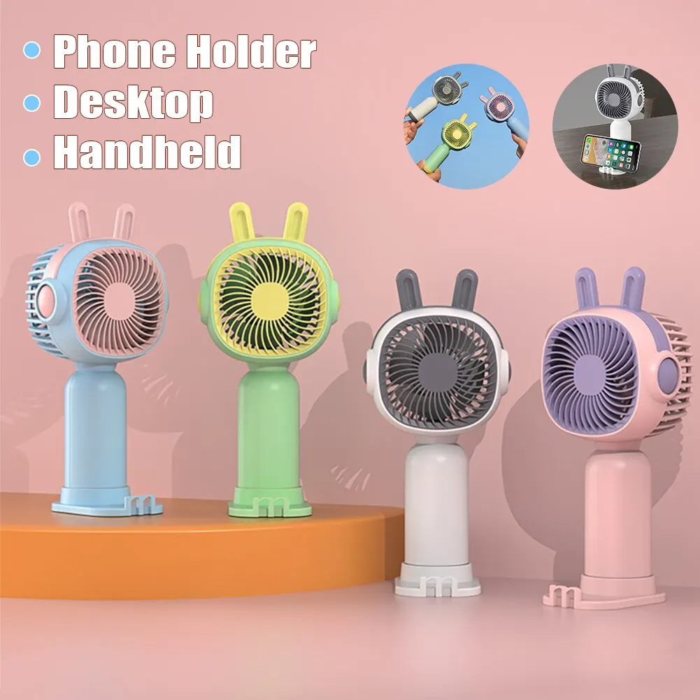 Handheld Small Fan Rabbit Ear Cartoon Mini Cute Usb Charging Portable ...