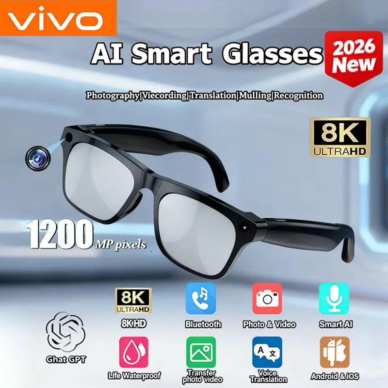 ViVO 2026 AI Smart Glasses 1200MP 8K HD Multifunctional Bluetooth Chat ...