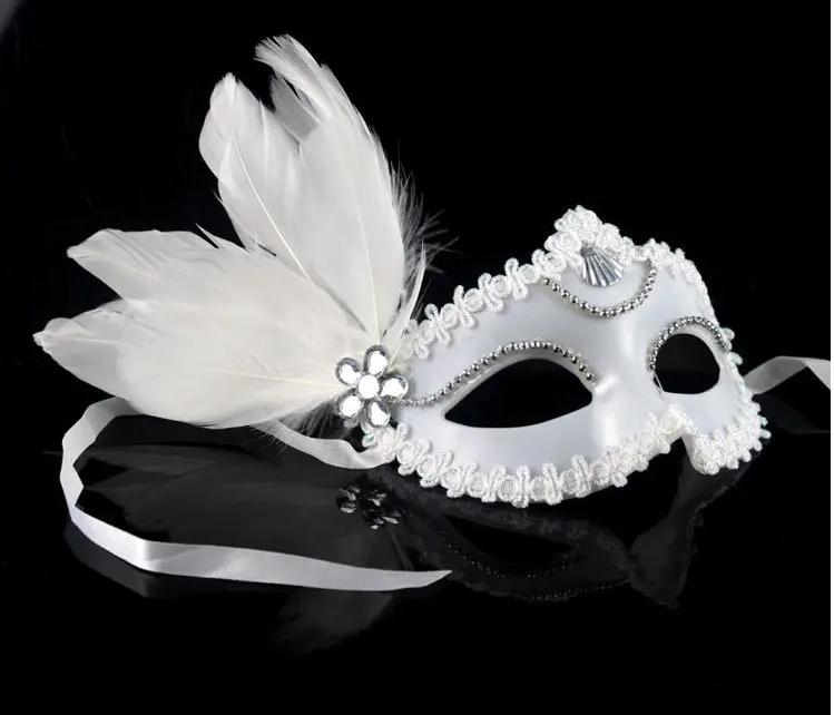 Black And White Feather Masquerade Masks
