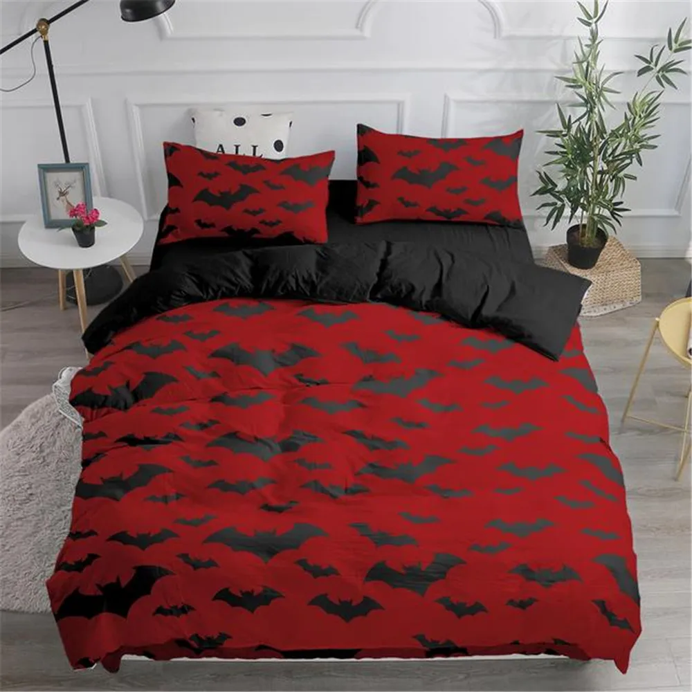 Juego de ropa de cama de vampiro volador, funda de edredón de Halloween ...