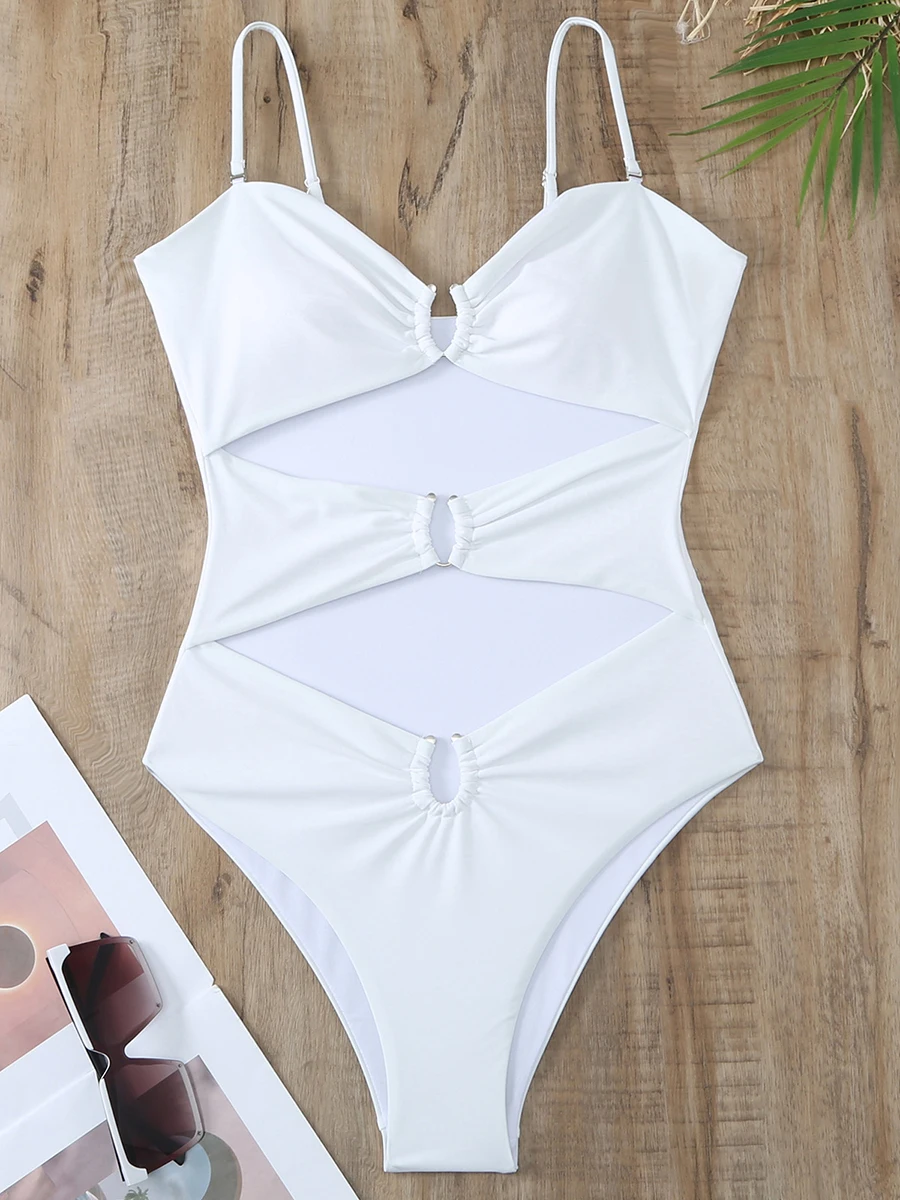 2024-U-Wire-Cut-Out-Swimsuit-Women-One-Piece-Strappy-Sexy-Swimwear ...