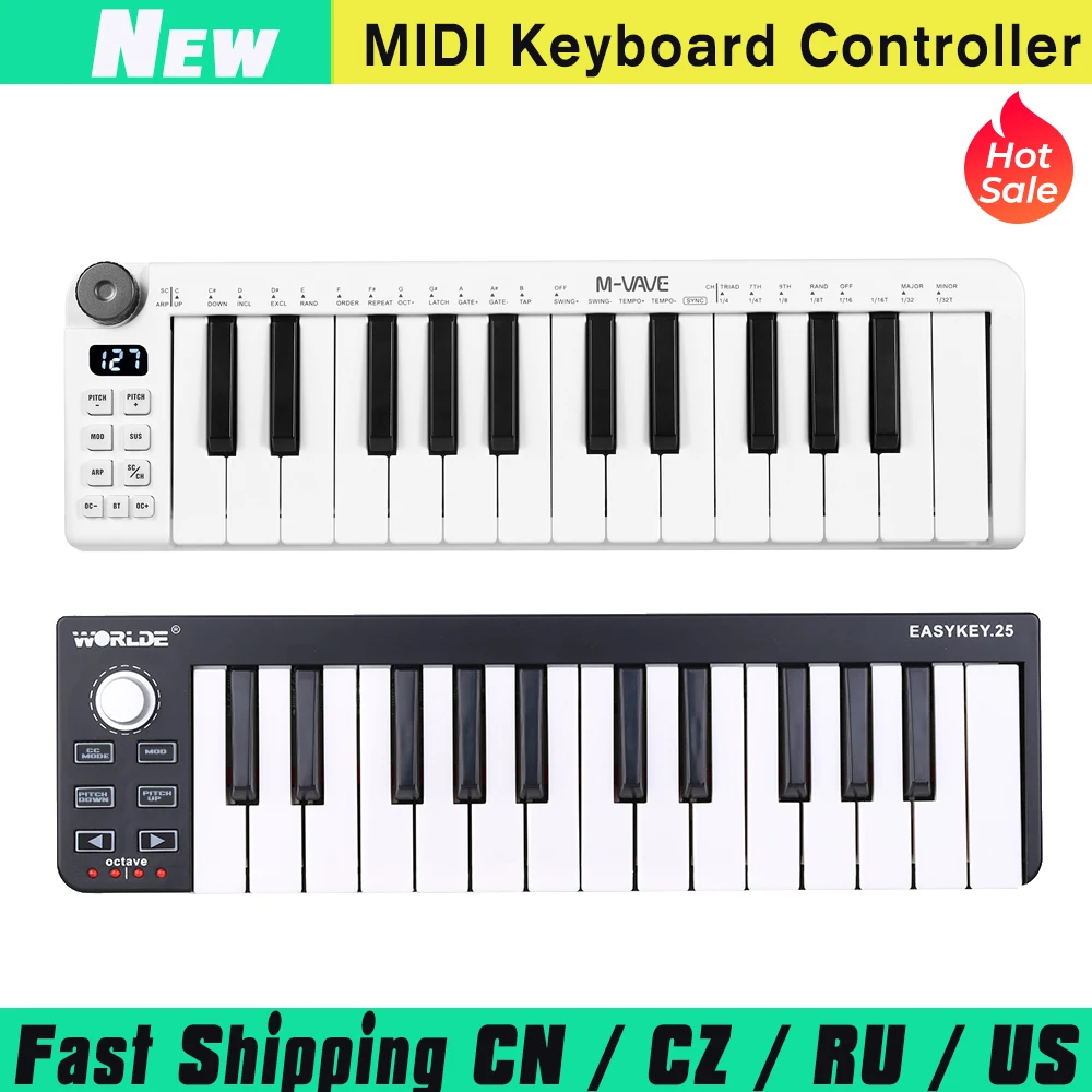 M-VAVE-25-Key-MIDI-Keyboard-Controller-Rechargeable-MIDI-Control ...