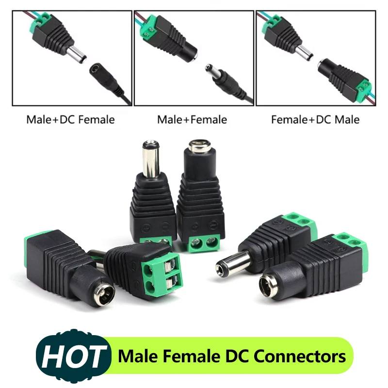 5-50pairs-DC-12V-Male-Female-Connectors-2-1x5-5mm-Power-Plug-Adapter ...
