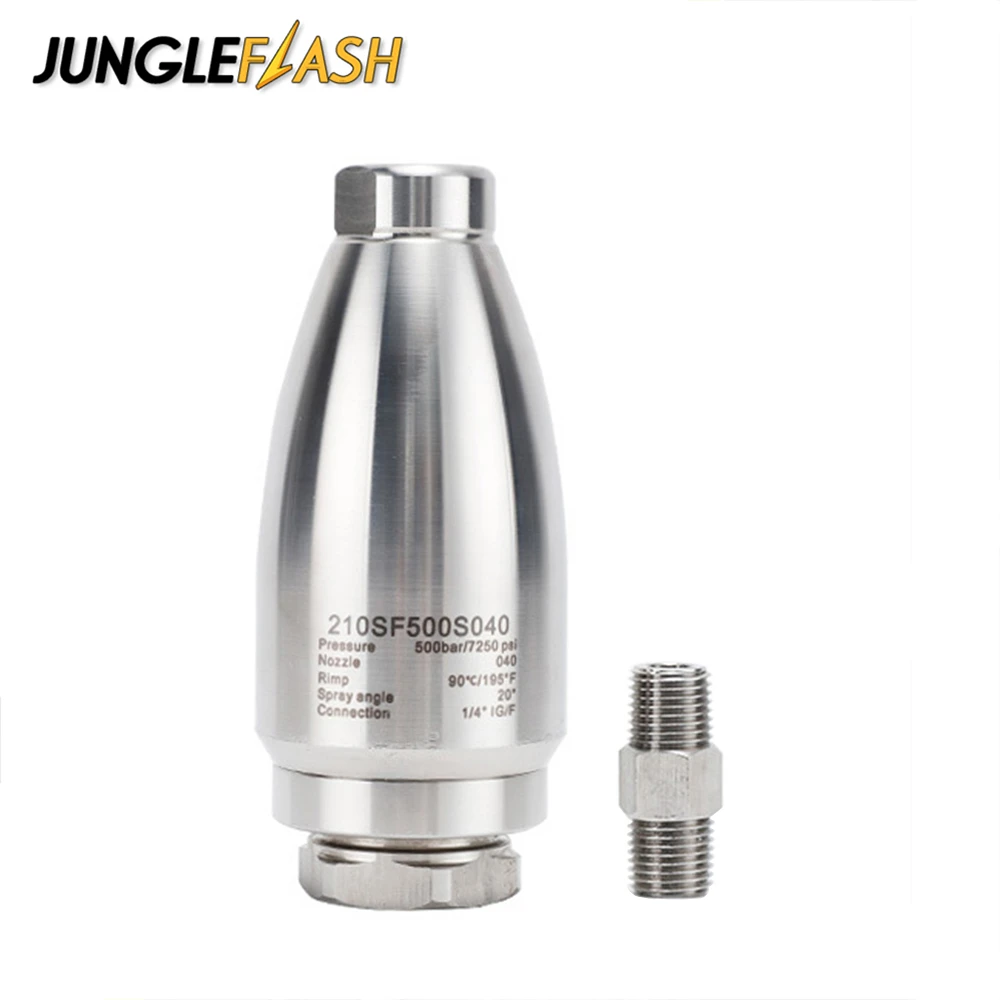 JUNGLEFLASH 고압 세척기용 터보 노즐, 온수 및 냉수 회전 노즐, 500Bar 7250PSI 세차기