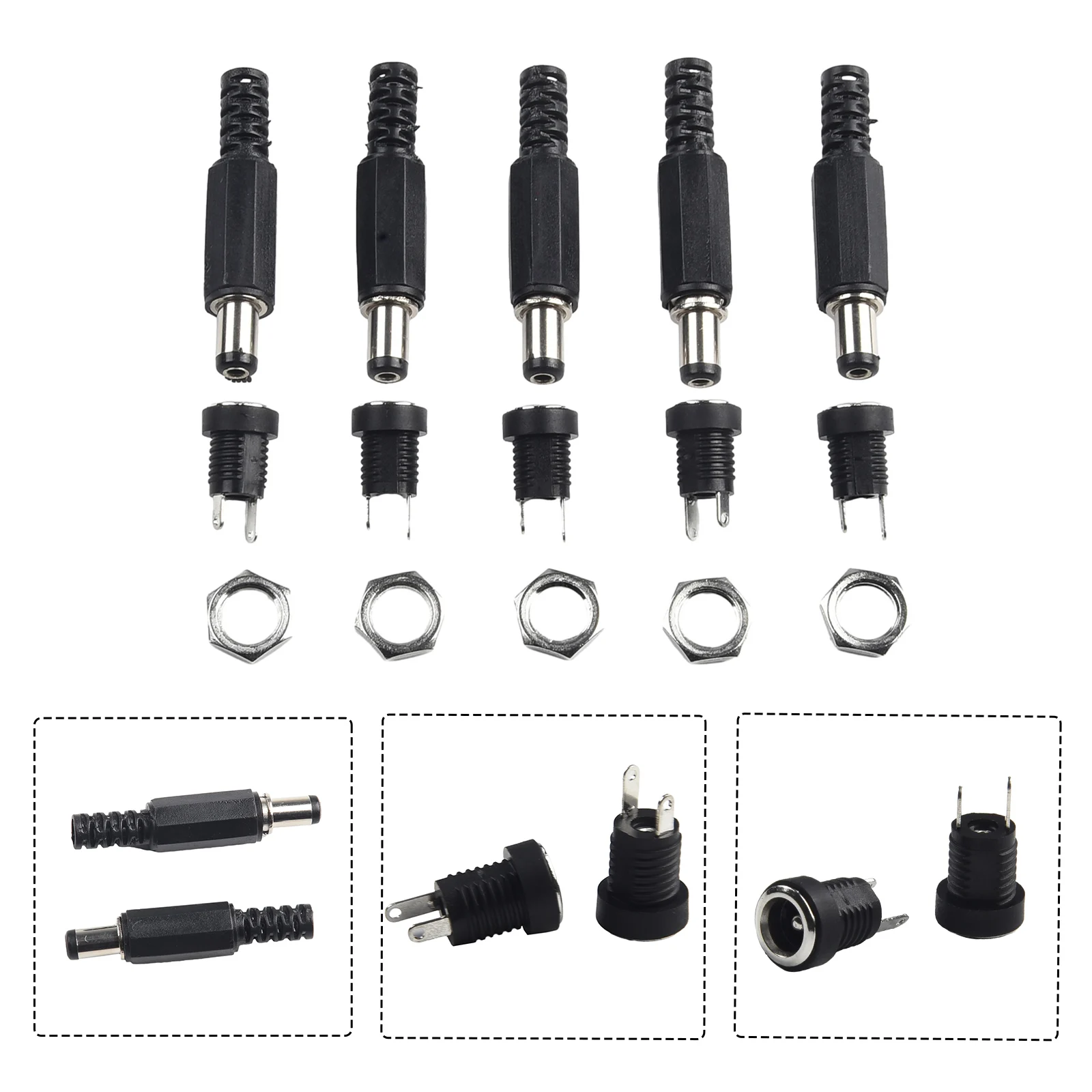 5-Pairs-12V-DC-Bus-Panel-Mount-Power-Outlet-Male-Jack-Plug-Female ...