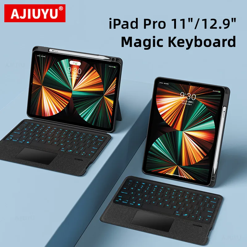 AJIUYU teclado mágico inteligente para iPad Pro 11, 12,9, 5th, 4th, 3th ...
