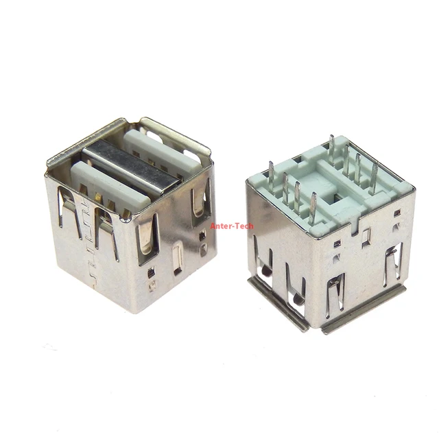 10Pcs Double USB Type A Female Solder Jacks Connector PCB Socket USB-A type 90 Degrees 4pins 180 ...