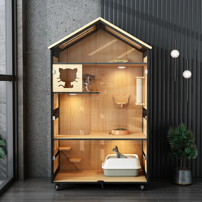 Casa de gato villa bacia de areia do gato com wc integrado ninho de ...