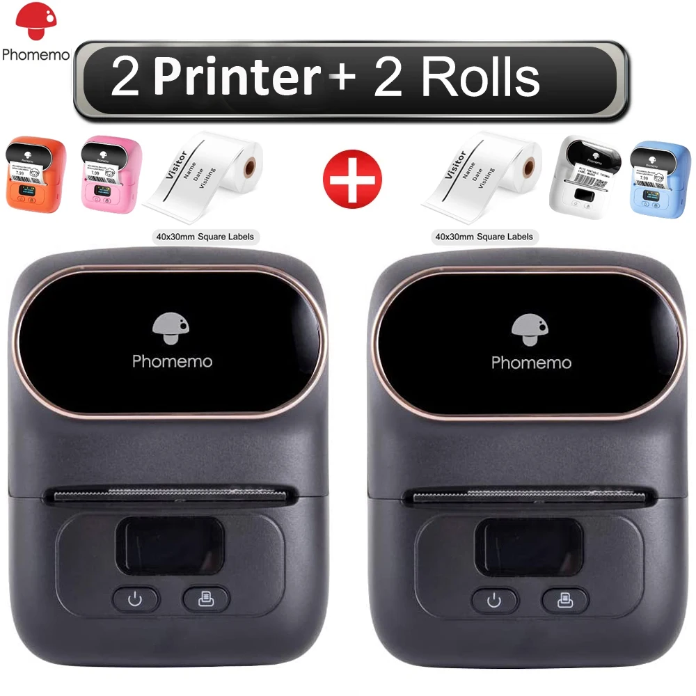 2pieces-Phomemo-M110-Label-Printer-Mini-Printer-Thermal-Label-Maker ...