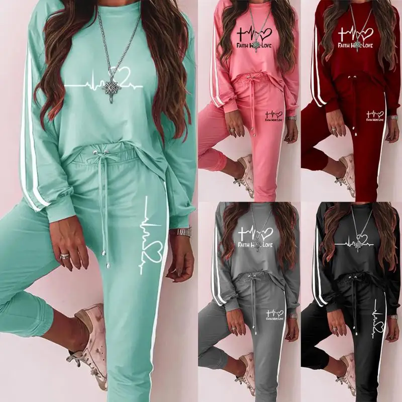 Brand 2 Piece Set Spring Summer Tracksuit Women's Striped Loose ...