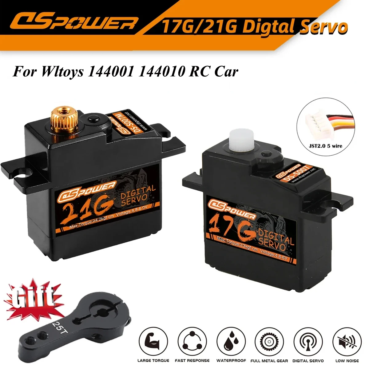 DSPOWER 17g 21g Servo Metal/Plastic Gear JST2.0 5 Pin Servo for 1/14 1/ ...