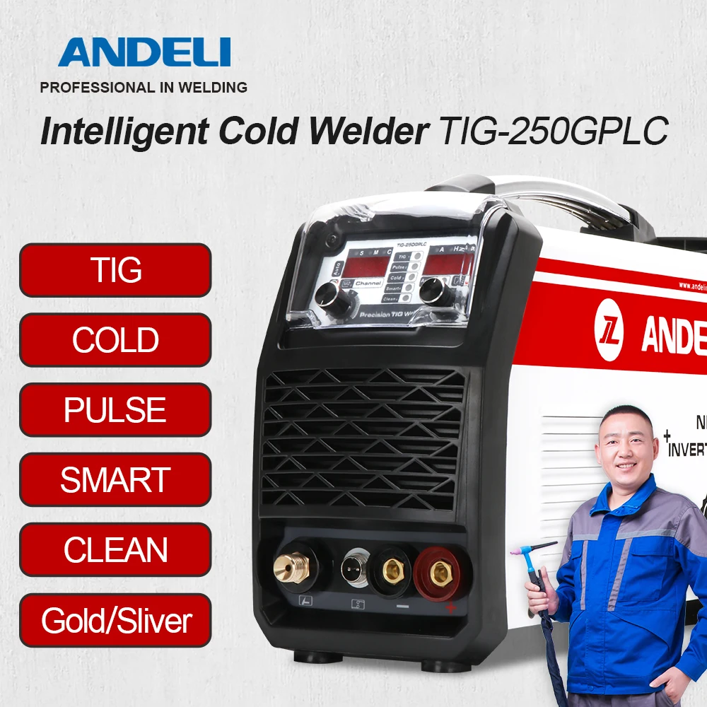 ANDELI 110V/220V Cold Welding Machine TIG-250GPLC 5 in 1 TIG COLD PULSE ...