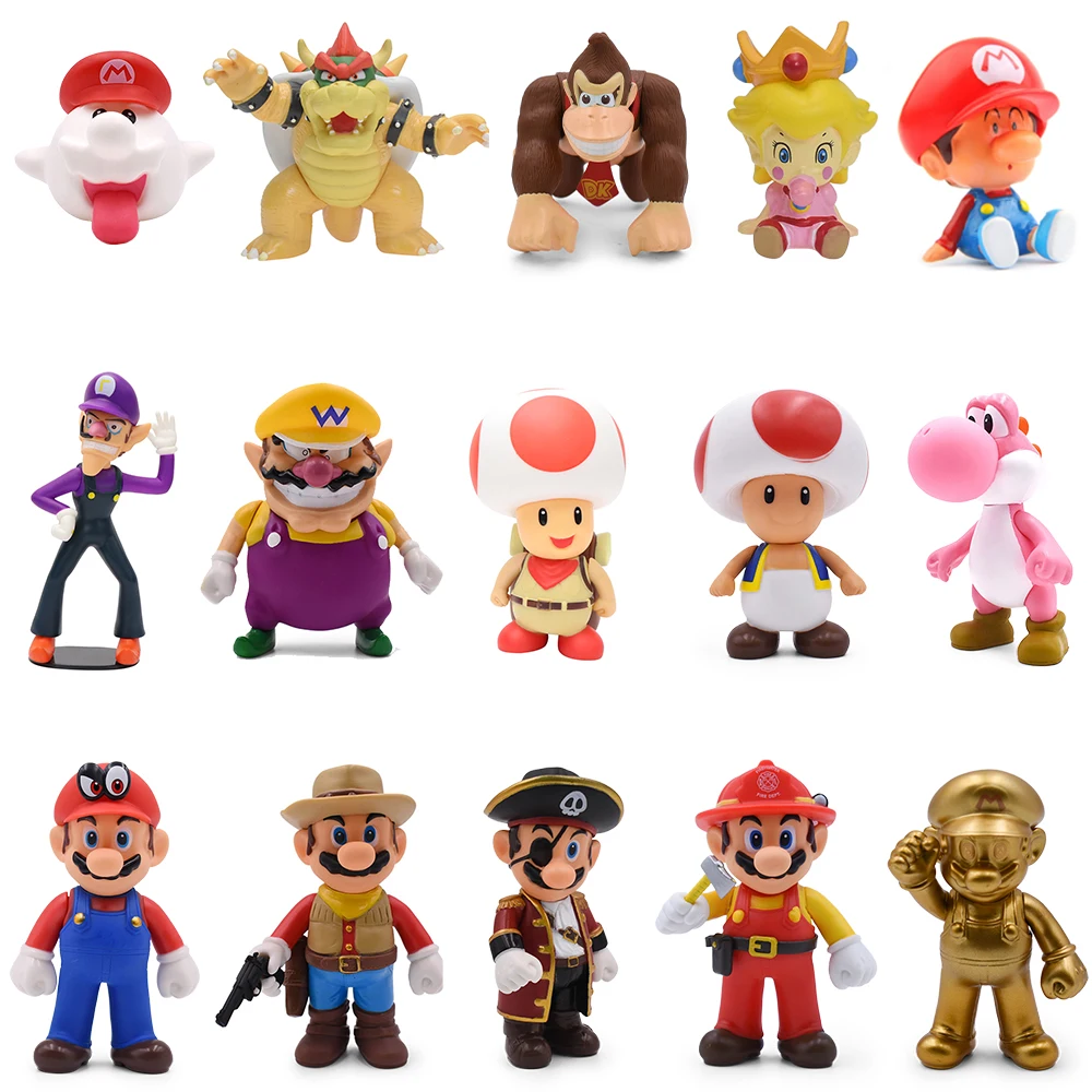 Super-Mario-Bros-Action-figur-Spielzeug-Wario-Waluigi-Bowser-PVC-Modell ...