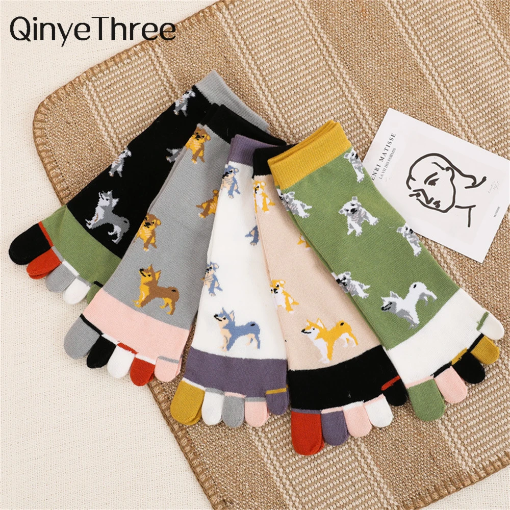 New Funny Women Cute Dog Corgi Stitching Color Lovely Split Toes Soft ...