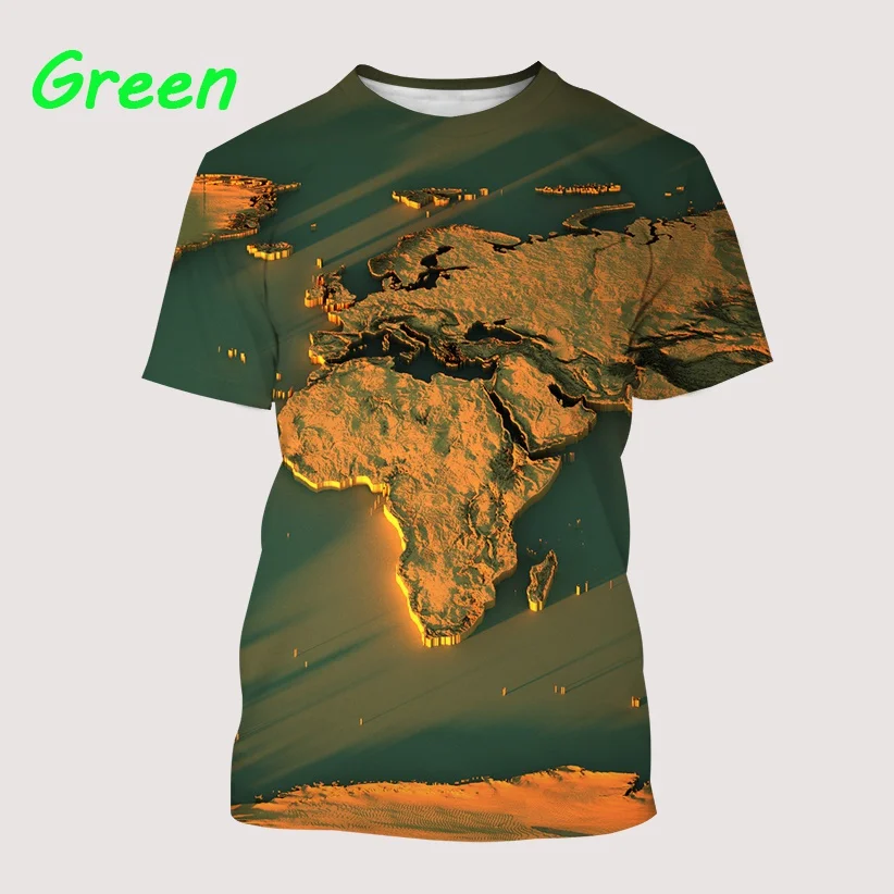 Retro-Fashion-African-continent-Printing-Men-s-Street-T-Shirt-World-map ...