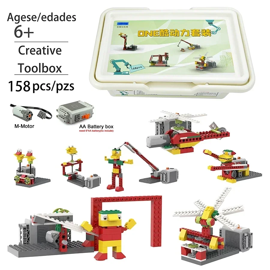158Pcs-WeDo-1-0-Robotics-Construction-Set-Tech-Power-Function-Motor-Educational-Building-Blocks ...
