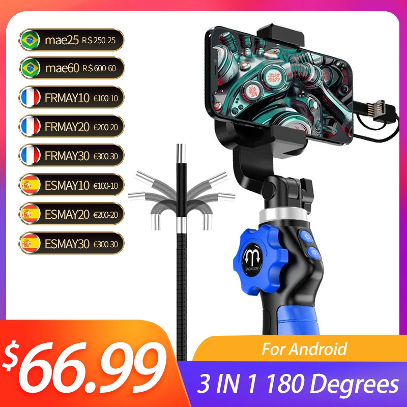 180° Articulating Borescope 6.5mm IP67 Waterproof Probe Automotive ...