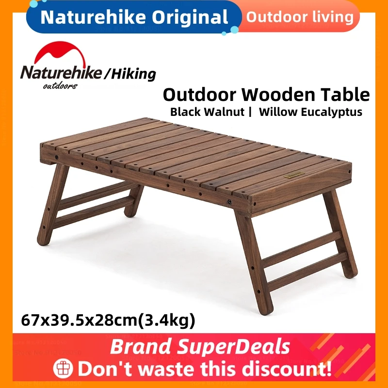 Naturehike Outdoor Solid Wood Folding Table Bearing Weight 30kg Picnic ...