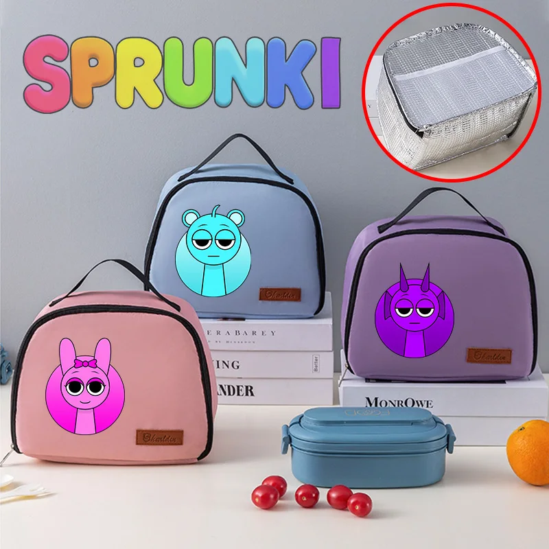 Sprunkis Lunch Bag Insulated Portable Picnic Bento Pack Cartoon Student ...