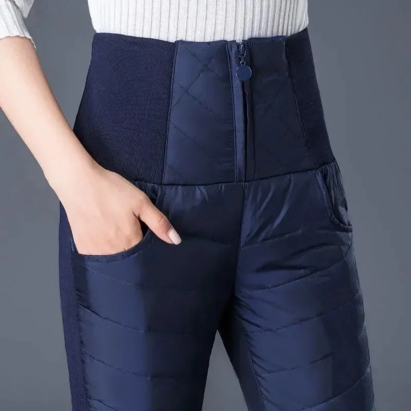 Women-s-Winter-Cotton-Pants-High-Waist-Thicken-Windproof-Warm-Down ...