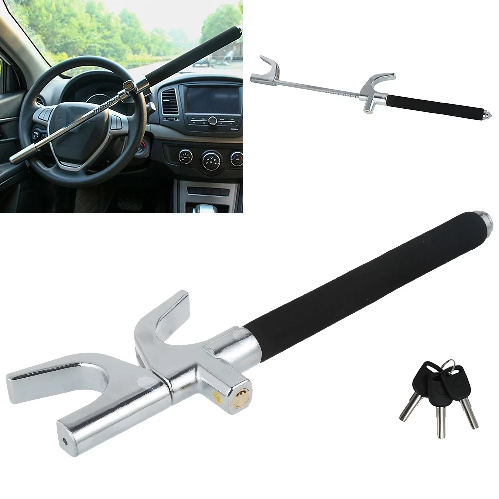 1pc Universal Car Anti Theft Steering Wheel Lock High Safety Adjustable ...