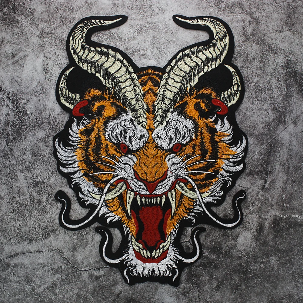 Dragon patch motorcycle backing Embroidered Iron On Label punk biker ...