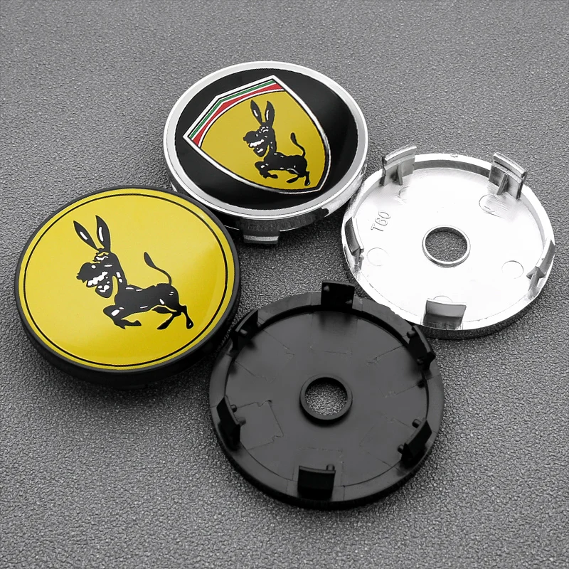 4Pcs-56mm-60mm-Wheel-Center-Cover-Stickers-Ferrari-Farah-Donkey-Logo ...