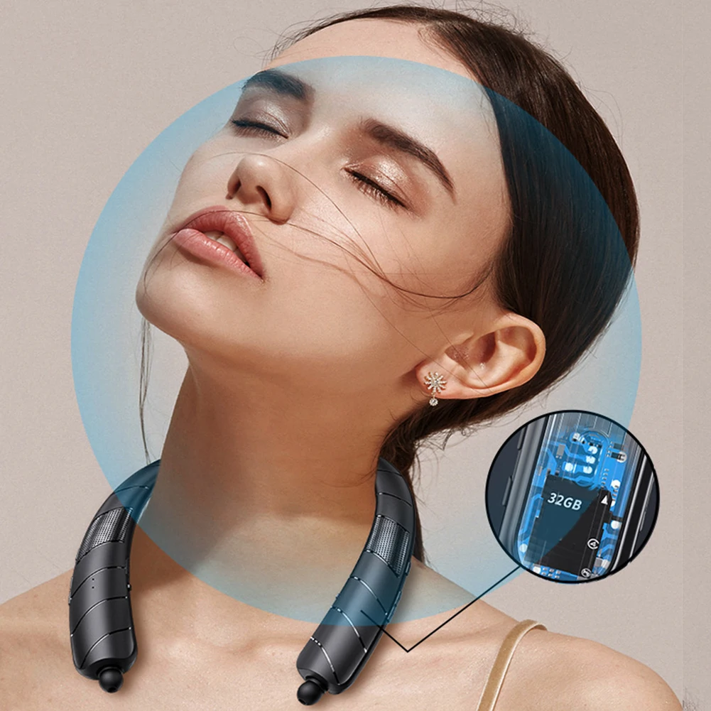 2-in-1-Wireless-Headsets-Neckband-Running-Sport-Earphone-Neck-Mounted ...