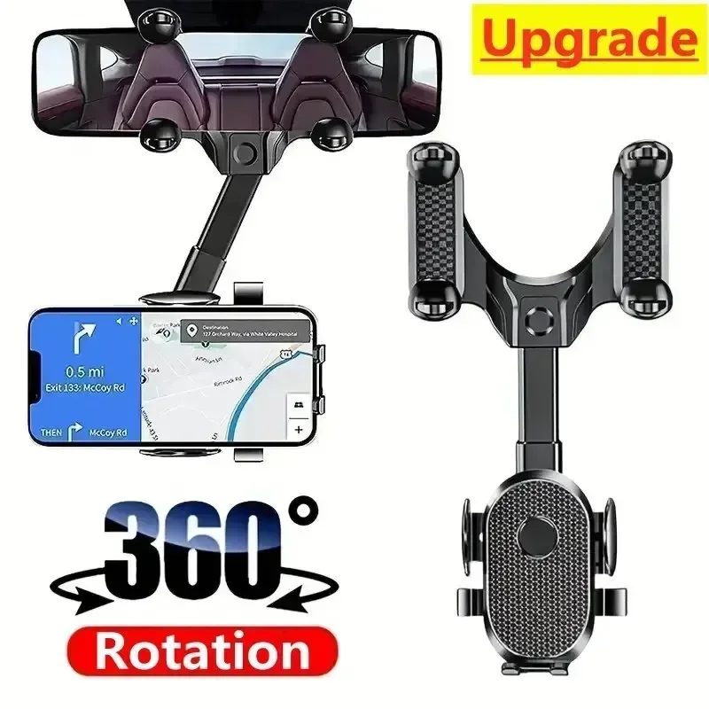 Rearview-Mirror-Phone-Holder-for-Car-360-Rotating-Rear-View-Mount ...
