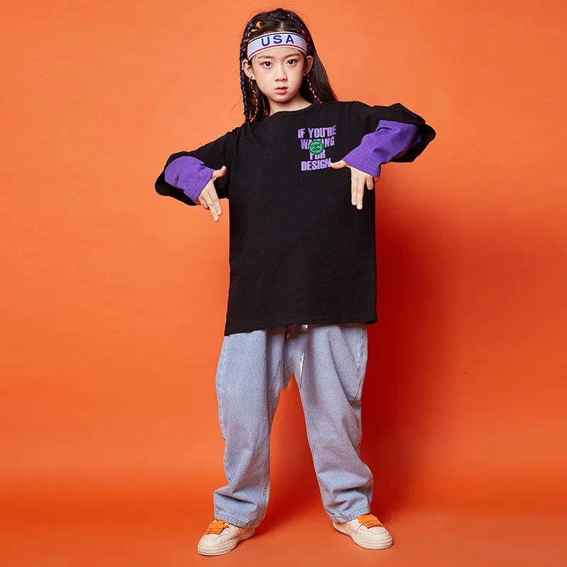 Kids Hip Hop Clothing Set Black Sweartshirt Girl Streetwear Summer ...