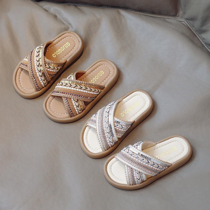 Children-s-Summer-Slippers-Girls-Cross-Princess-Bohemian-Shoes-Retro ...