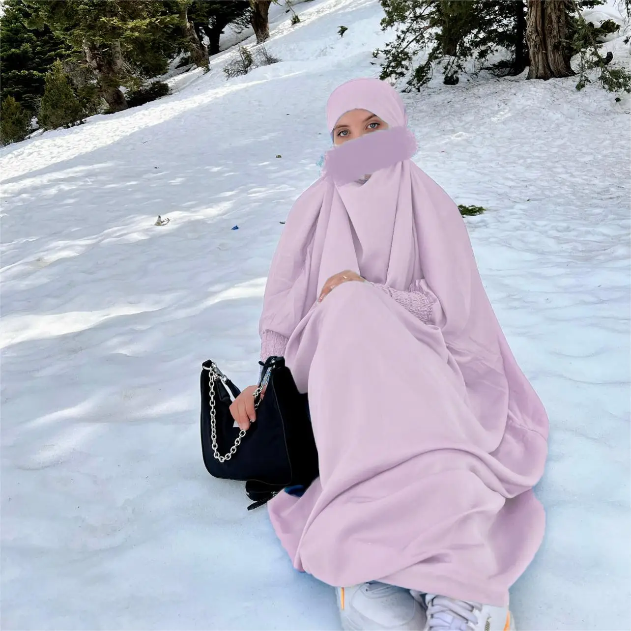 Ramadan-Muslim-Robe-One-Piece-Cinch-Sleeve-Long-Dress-Prayer-Hijab ...