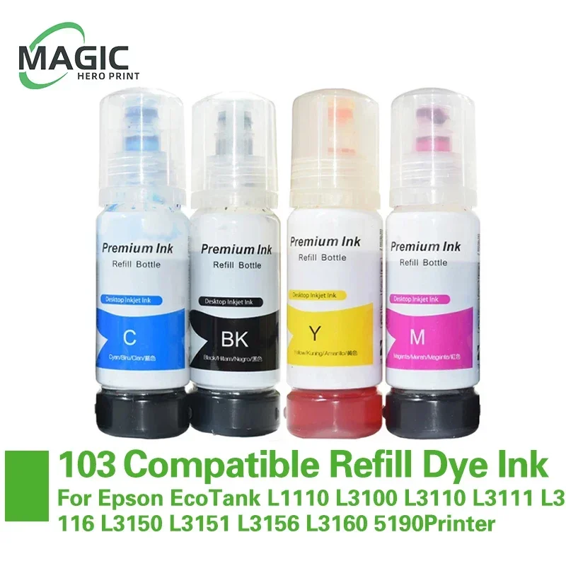 Premium-Compatible-103-Refill-Dye-Ink-For-Epson-EcoTank-L1110-L3100 ...