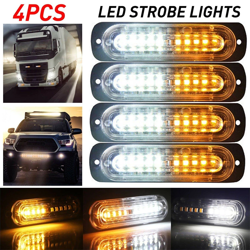 4-2Pcs-Led-Car-Warning-Light-10-SMD-LED-Police-Light-Bar-Emergency ...