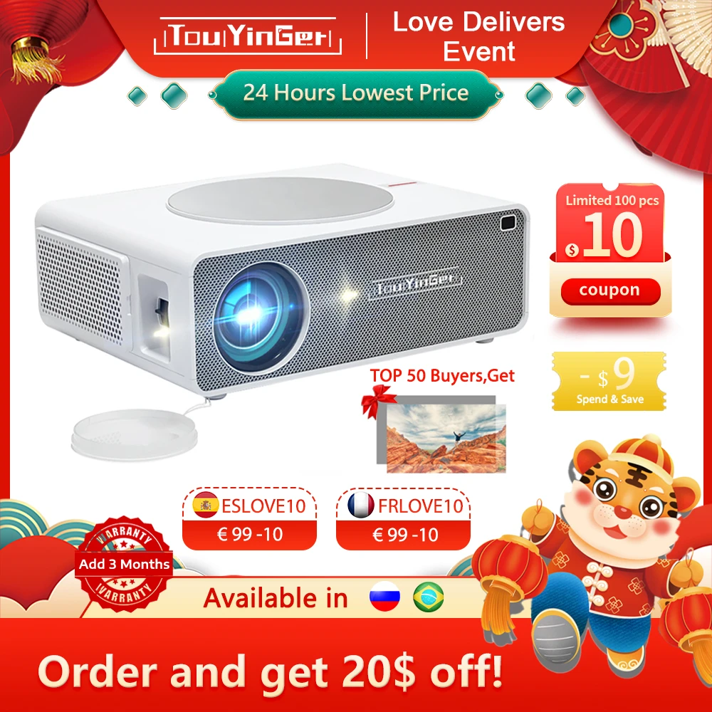 Touyinger Q10 Projector Full Hd Home Theater Cinema 9500 Lumens Led Beamer 4k Projectors Support ...