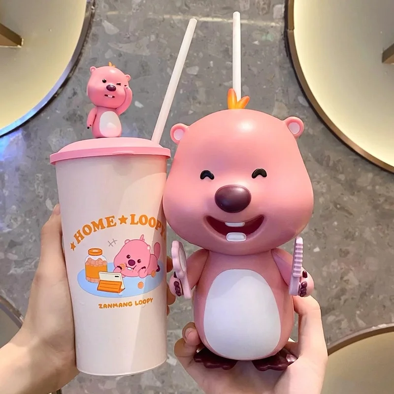 Cartoon-Zanmang-Loopy-Dolls-Water-Cup-Kawaii-Bottle-Topper-Straw-Cups ...