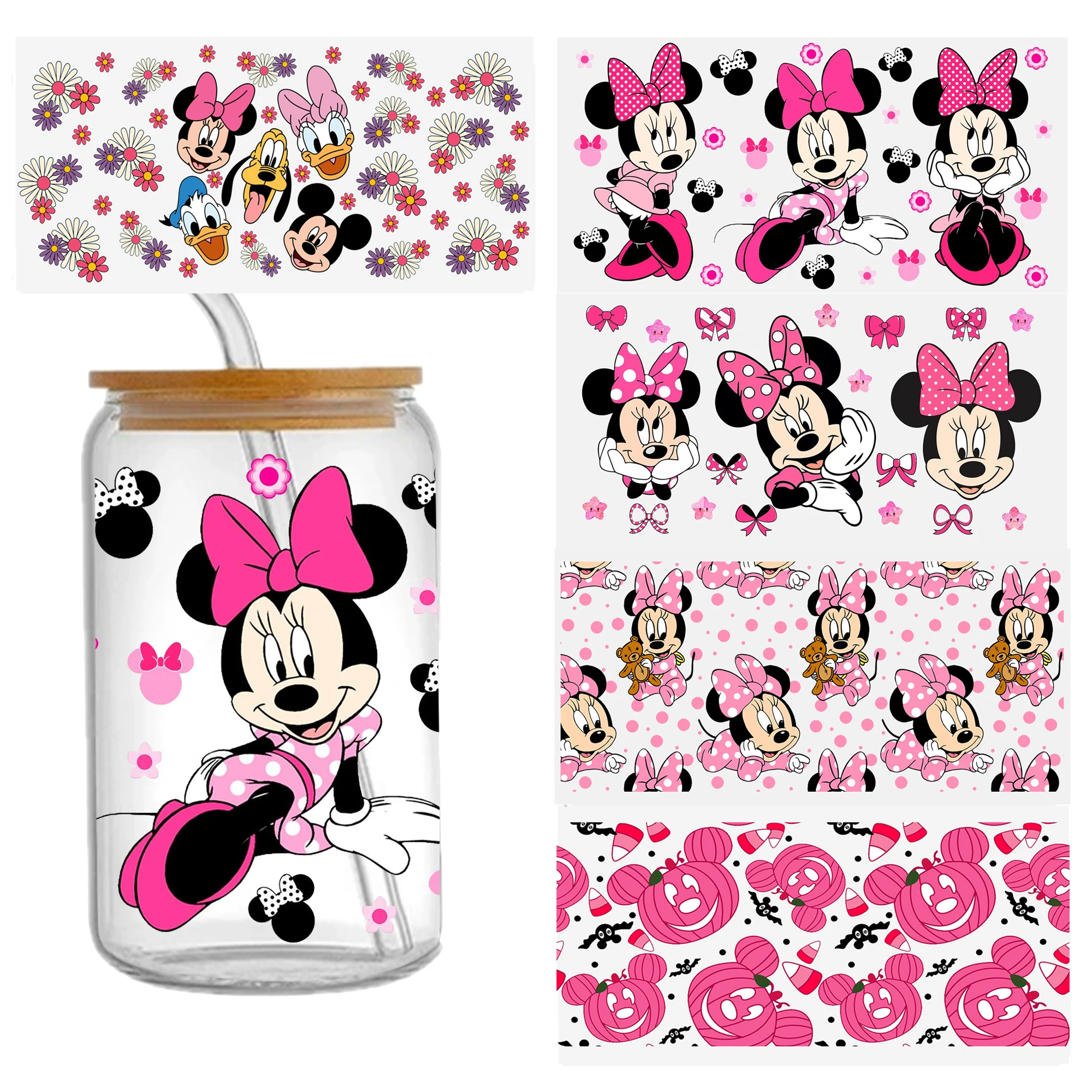Personalize-Minnie-Mouse-UV-DTF-Sticker-For-16oz-Glass-Cup-Can-Wrap ...