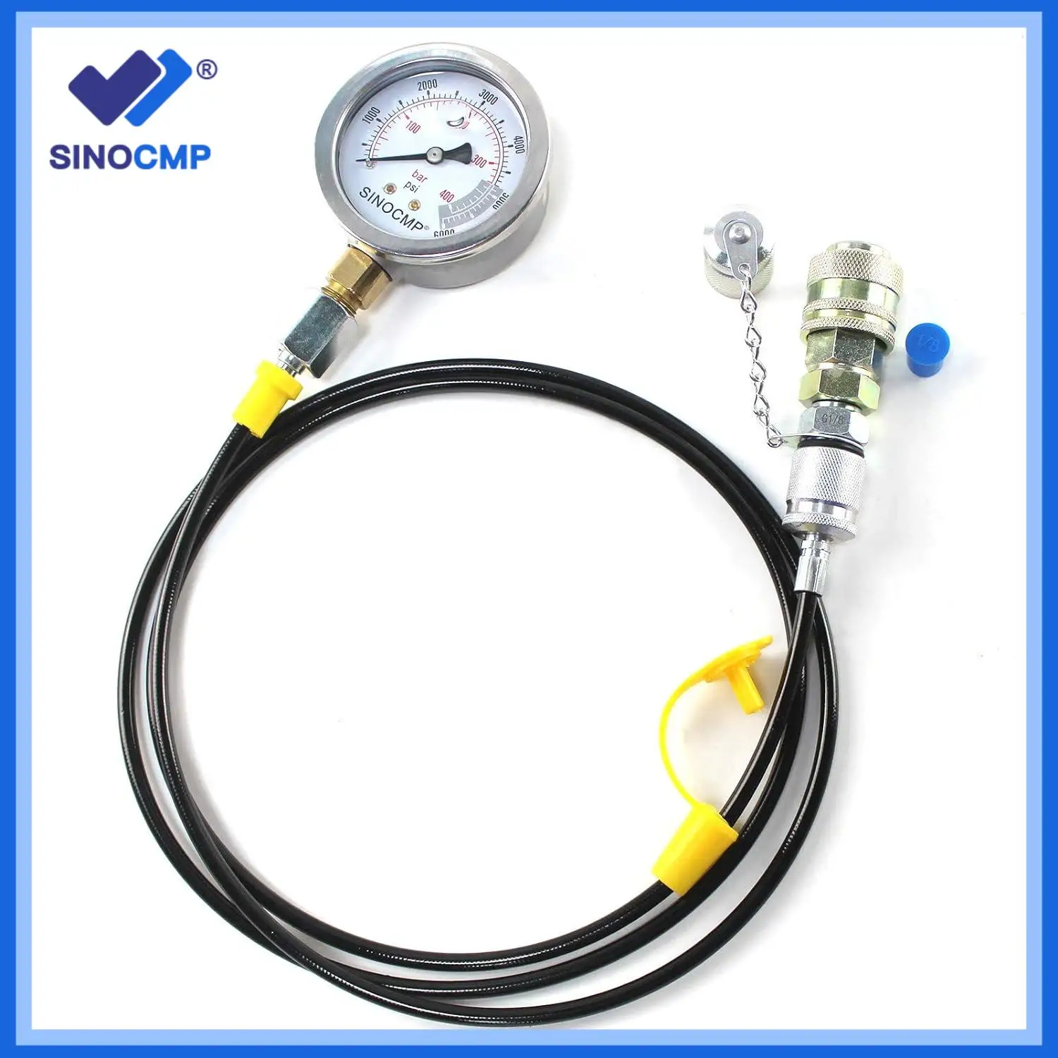 40MPA-6000PSI-Hydraulic-Pressure-Test-Coupling-Kit-Pressure-Gauge-Kit ...