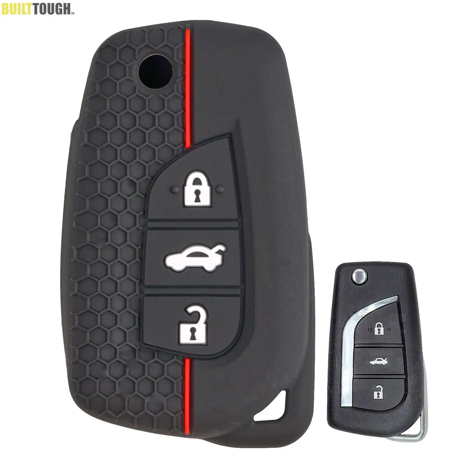 3-Button-Silicone-Remote-Smart-Car-Key-Chain-Ring-Cover-Case-Shell ...