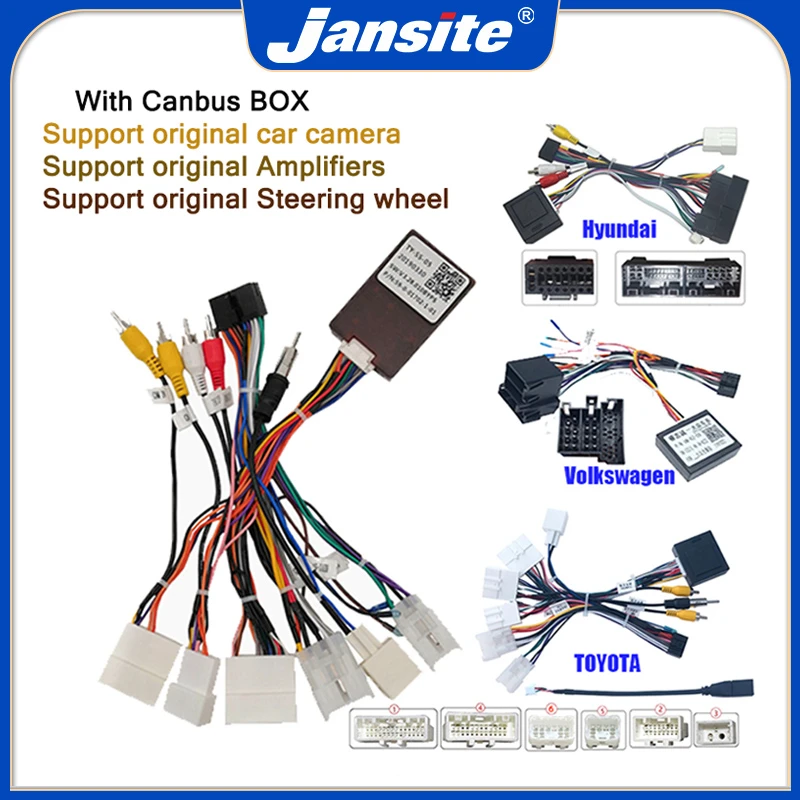 Jansite-amplificador de Radio para coche, Canbus para varios Canbus y cables para Toyota, Honda ...