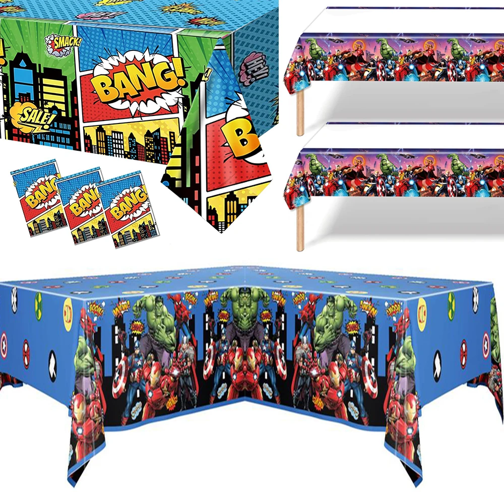 Superhero The Avengers Birthday Party Tablecloth Super Hero Cityscape ...
