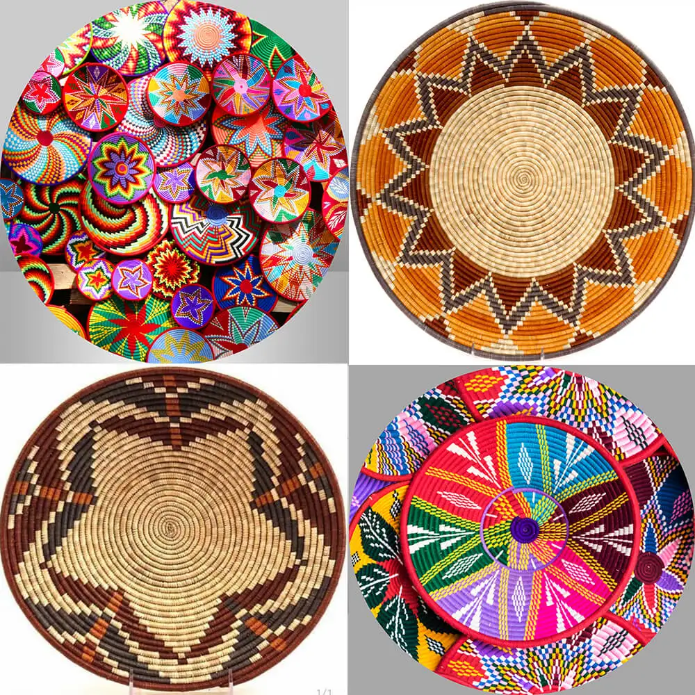 Traditional-Ethiopian-Floral-Pattern-Africa-Colorful-Basket-Round ...