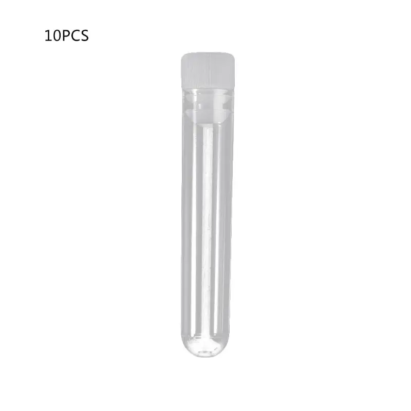 10Pcs-Clear-Plastic-Test-Tube-With-12x60mm-U-shaped-Bottom-Long-Test ...